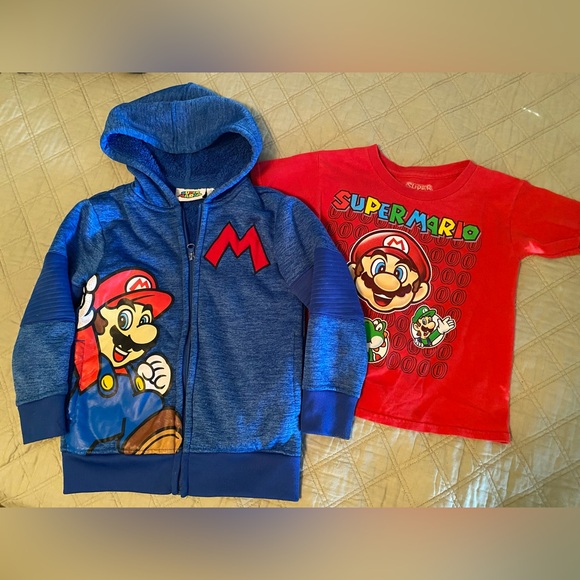 Nintendo | Shirts & Tops | Nintendo Super Mario Blue Hoodie And Red ...
